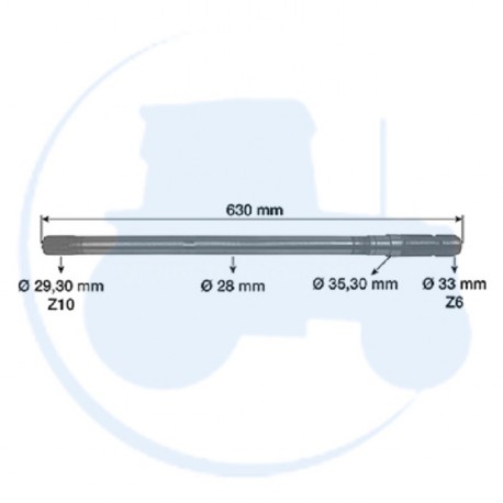 ARBRE PRISE DE FORCE L 630 mm pour tracteurs RENAULT
