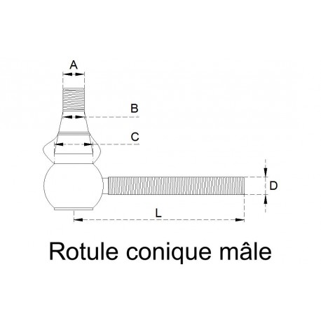 ROTULE DE DIRECTION 18/20 M24 Pas à droite pour tracteurs RENAULT