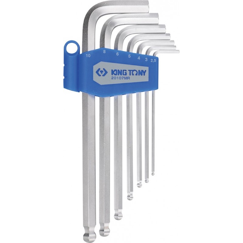 Jeu de clés mâles 6 Pans longues à tête sphérique métriques en étui - 7 pièces - KING TONY ...